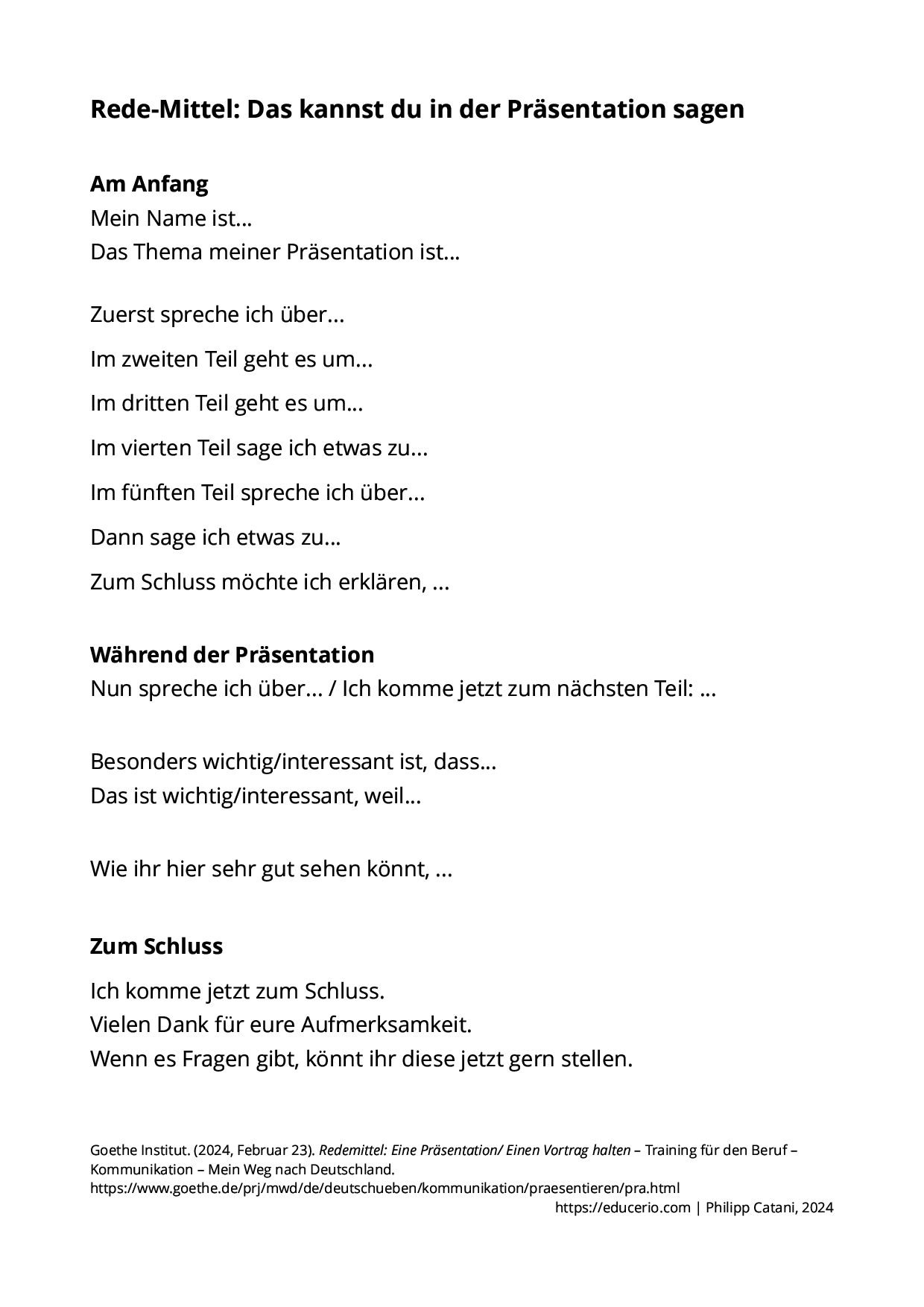 Präsentationen vorbereiten und halten